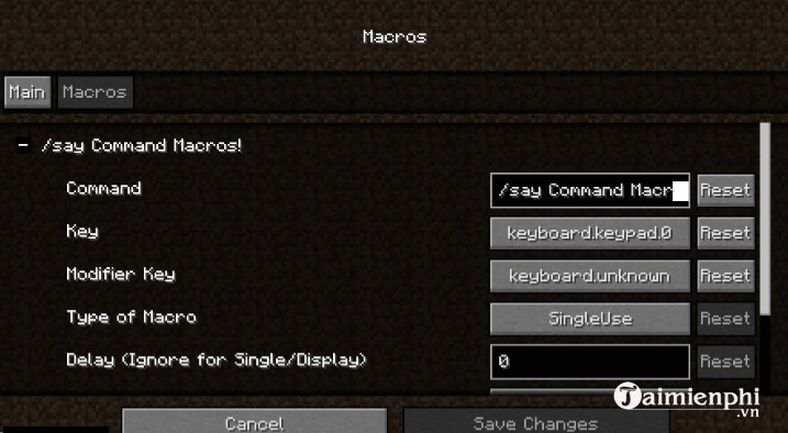 Download Command Macros Mod 0.15.4 - Mod tạo Keybind cho các lệnh tron