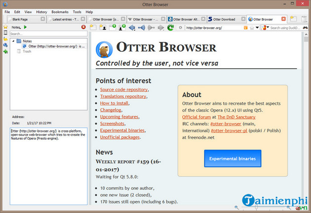 Download Otter Browser - Trình duyệt web tốc độ cao, bảo mật -taimienp