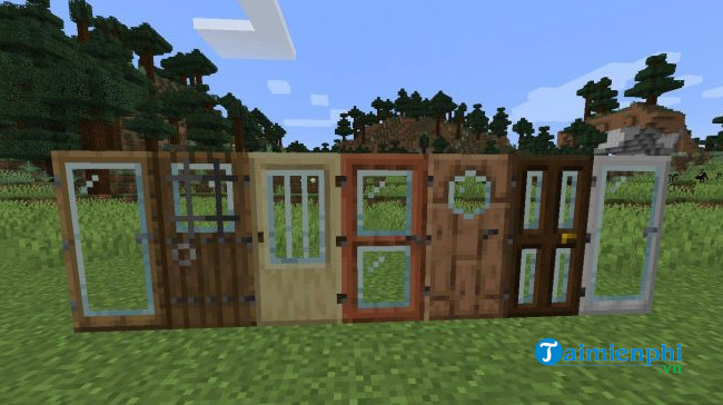 Download Modern Glass Doors Mod 1.14.4 - Mod thêm các loại cửa kính ch