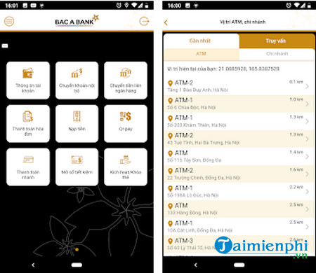 BAC A BANK Mobile Banking cho Android, iPhone - Thực hiện giao dịch qu