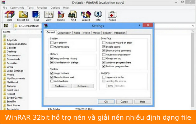 Tải WinRAR 32bit - Nén, giải nén file RAR ZIP trên Win 32bit -taimienp