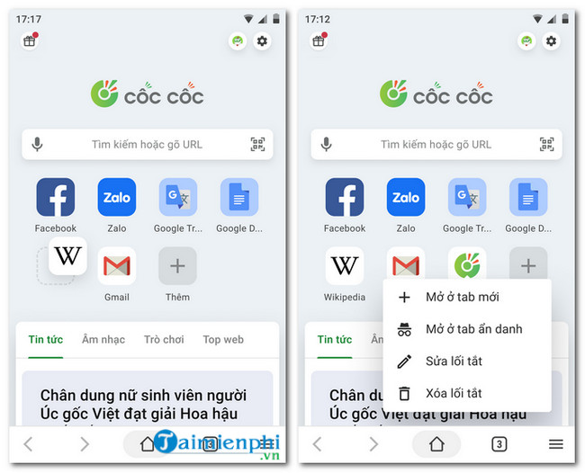 Tải Cốc Cốc cho Android - Lướt web tốc độ cao, truy cập facebook bị ch