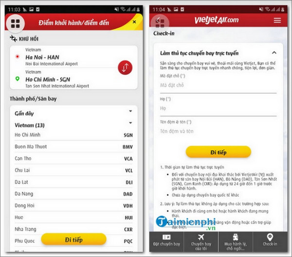 Tải ứng dụng VietJet Air cho Android, iPhone - Xem thông tin chuyến ba