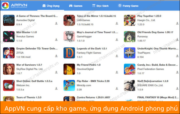 Tải AppVN - Download Kho game, ứng dụng phong phú cho Android -taimien