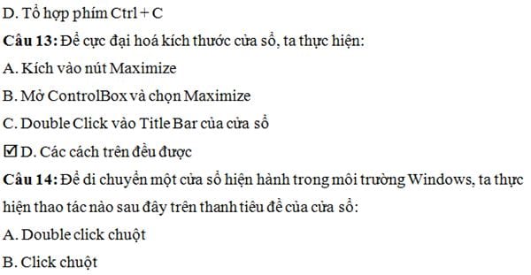 Câu hỏi trắc nghiệm thi công chức viên chức môn tin học phổ biến nhất