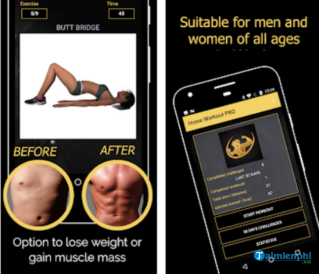 Home Workout PRO cho Android, iPhone - Bài tập thể dục toàn thân tại n