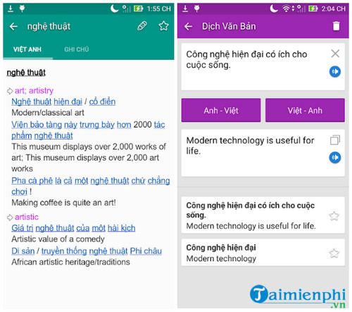 Tải English Vietnamese Dictionary TFlat, từ điển anh việt trên iPhone,