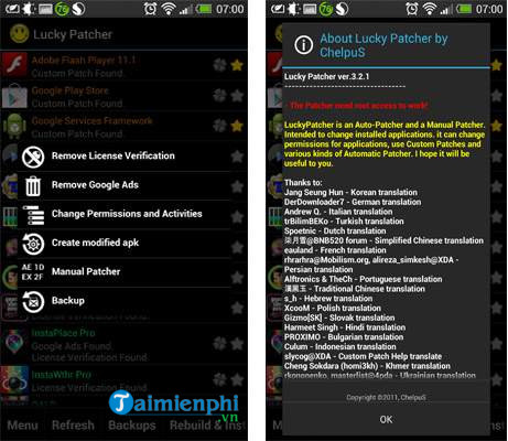 Download Lucky Patcher, chặn quảng, bỡ bản quển ứng dụng cho Android