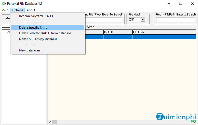 Download Personal File Database 1.2 - Phần mềm tìm kiếm dữ liệu tiện l