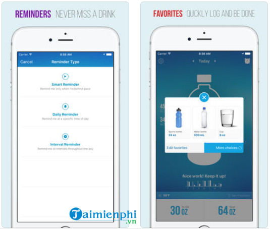 Tải Waterlogged, ứng dụng nhắc nhở uống nước cho Android, iPhone -taim