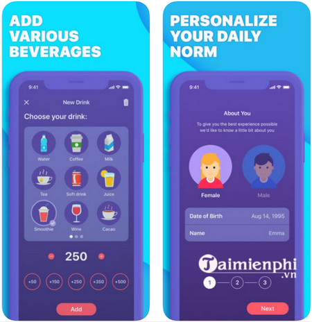 Tải My Water, ứng dụng nhắc nhở uống nước cho Android, iPhone -taimien