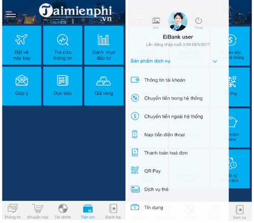 Tải Eximbank Mobile Banking, chuyển tiền, xem số dư, ứng dụng internet