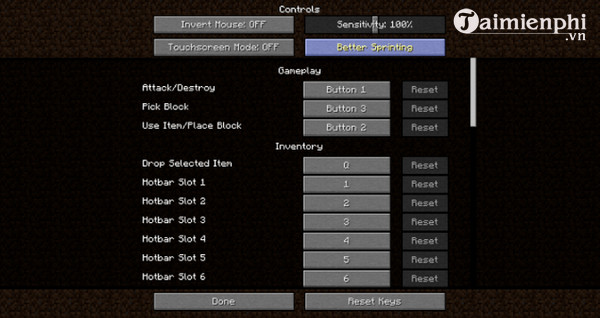 Better Sprinting Mod, mod cải tiến chức năng chạy cho Minecraft -taimi