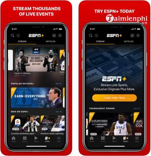 Tải ESPN, ứng dụng cập nhật tin tức thể thao cho Android, iPhone -taim