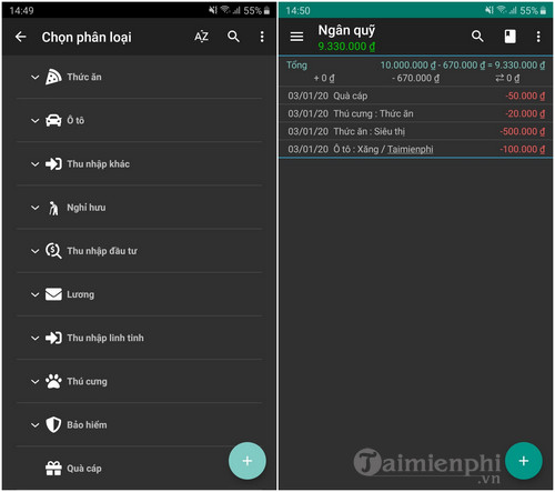 Tải My Expenses, ứng dụng quản lý tài chính cá nhân cho Android -taimi