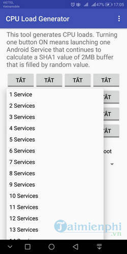 Tải CPU Load Generator, ứng dụng hỗ trợ tắt dịch vụ Android -taimienph
