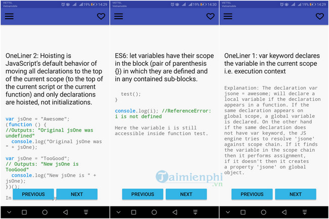 Tải JSOne, ứng dụng học lập trình javascript cho Android -taimienphi.v