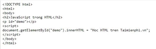 JavaScript trong HTML, cú pháp và ví dụ minh họa