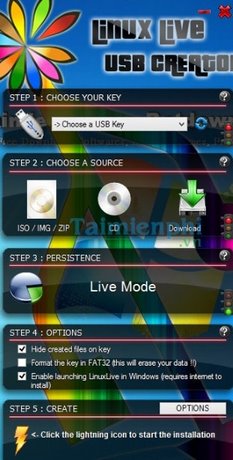 Create run Linux in Windows by USB USB Creator LinuxLive