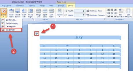 How to clear the table in Word 2007 2010 2013 - Delete table
