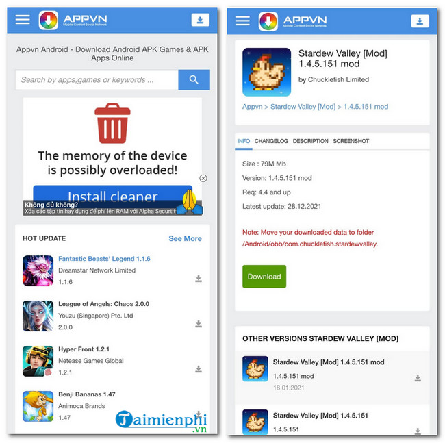 Tải AppVN - Download Kho game, ứng dụng phong phú cho Android -taimien