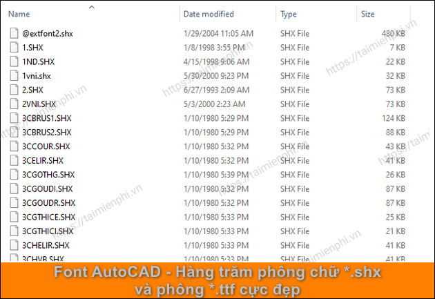 Download Font AutoCAD Full - Phông chữ tiếng Việt đầy đủ mới nhất -tai