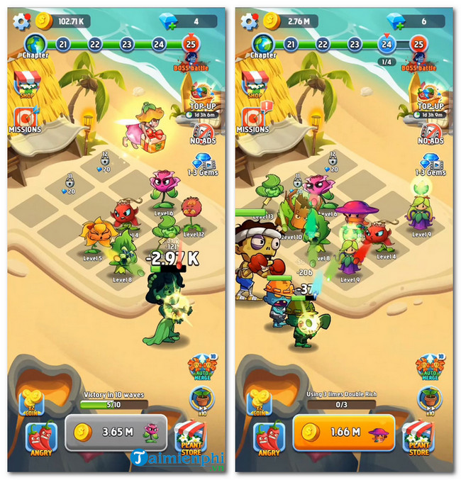 Dowload Merge Plants - Monster Defense game chiến thuật hoa quả nổi gi