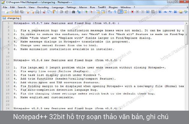 Notepad++ 32bit- tải về -taimienphi.vn