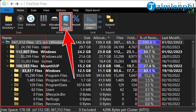 Download TreeSize Free 4.6.3.520 - Xem kích thước thư mục trên máy tín