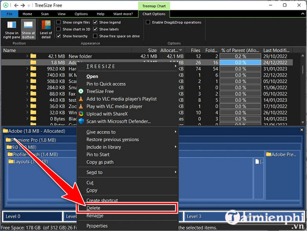 Download TreeSize Free 4.6.3.520 - Xem kích thước thư mục trên máy tín