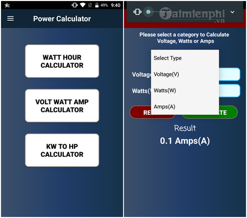 Download Electric Power Calculator Cho Android - Ứng dụng tính điện áp